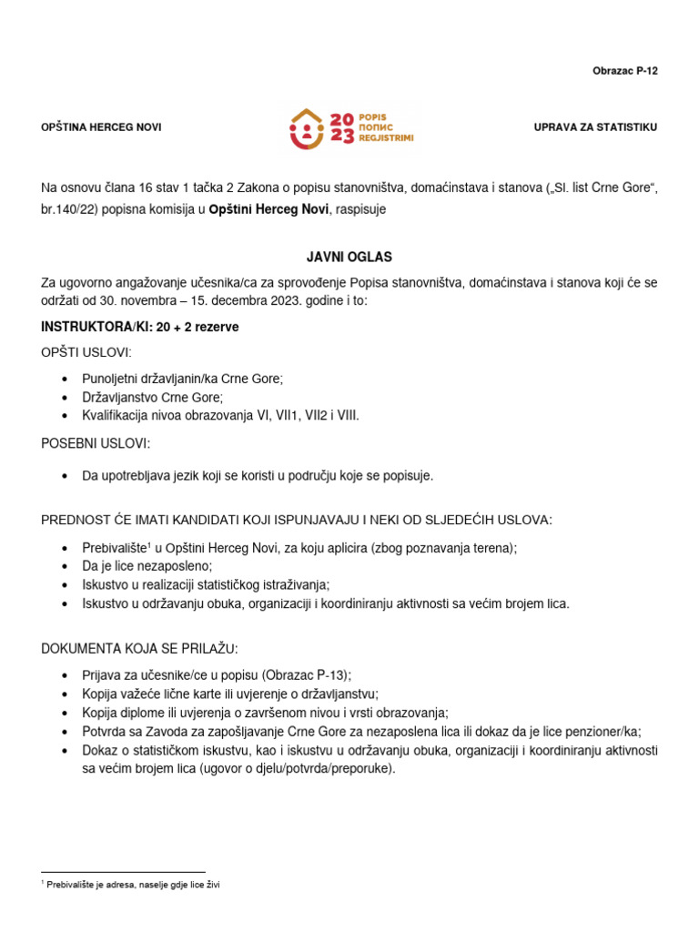 Herceg Novi - Javni Oglas | PDF