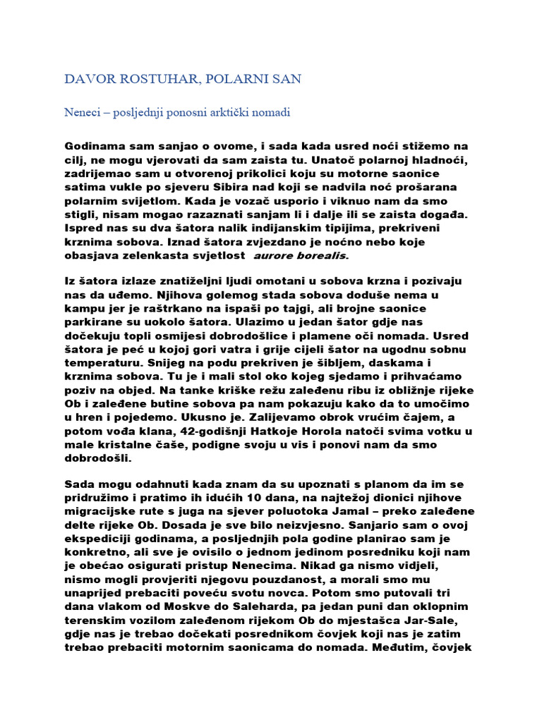 Davor Rostuhar, Polarni San | PDF