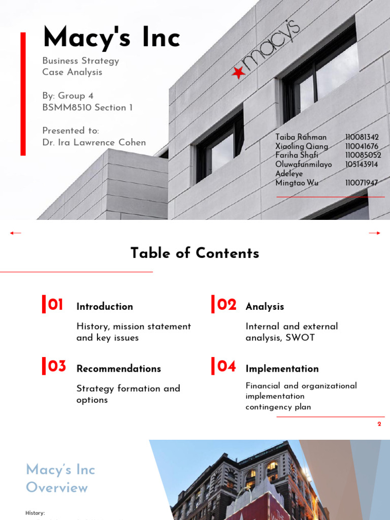 BSMM8510 Business Strategy Section 1 Group 4 Macys PDF | PDF | Retail | Brand