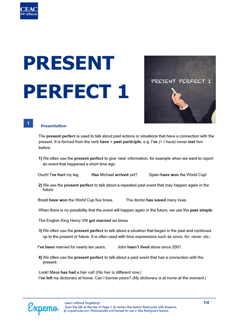 Present Perfect Tense Overview | PDF | Languages | Foreign Language Studies