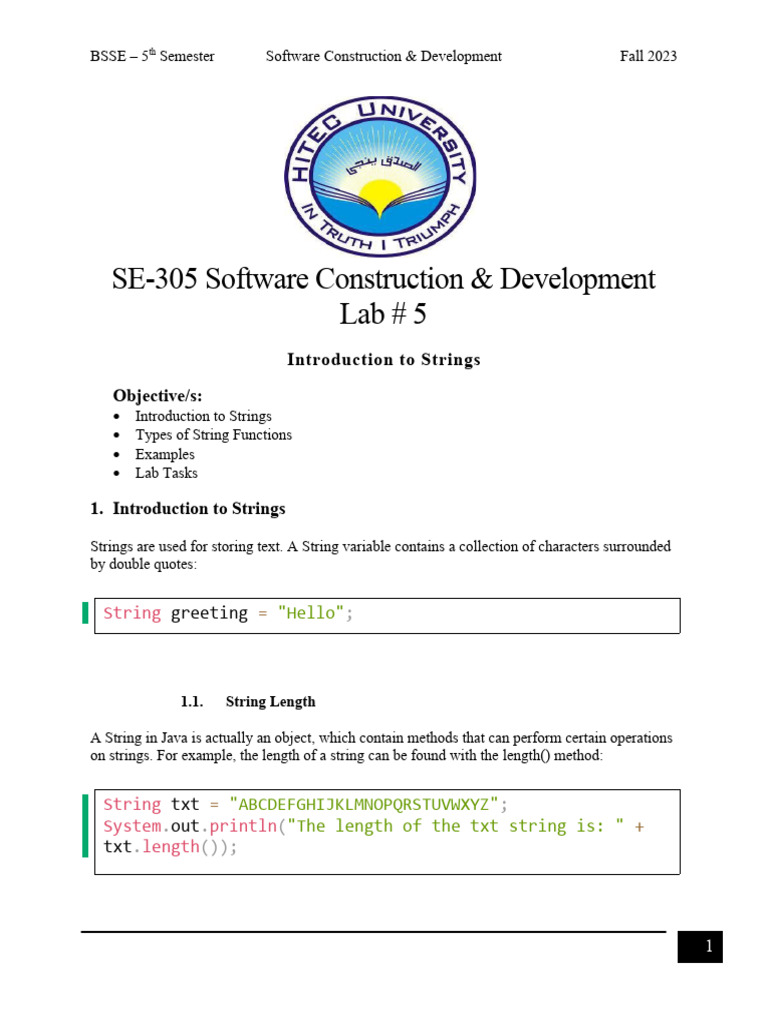 Lab05 - Introduction To Strings | Download Free PDF | String (Computer Science) | Computer ...