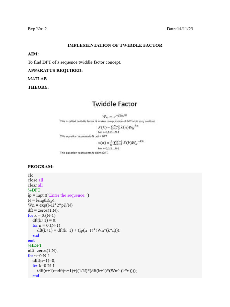 Twiddle Factor | PDF | Teaching Methods & Materials