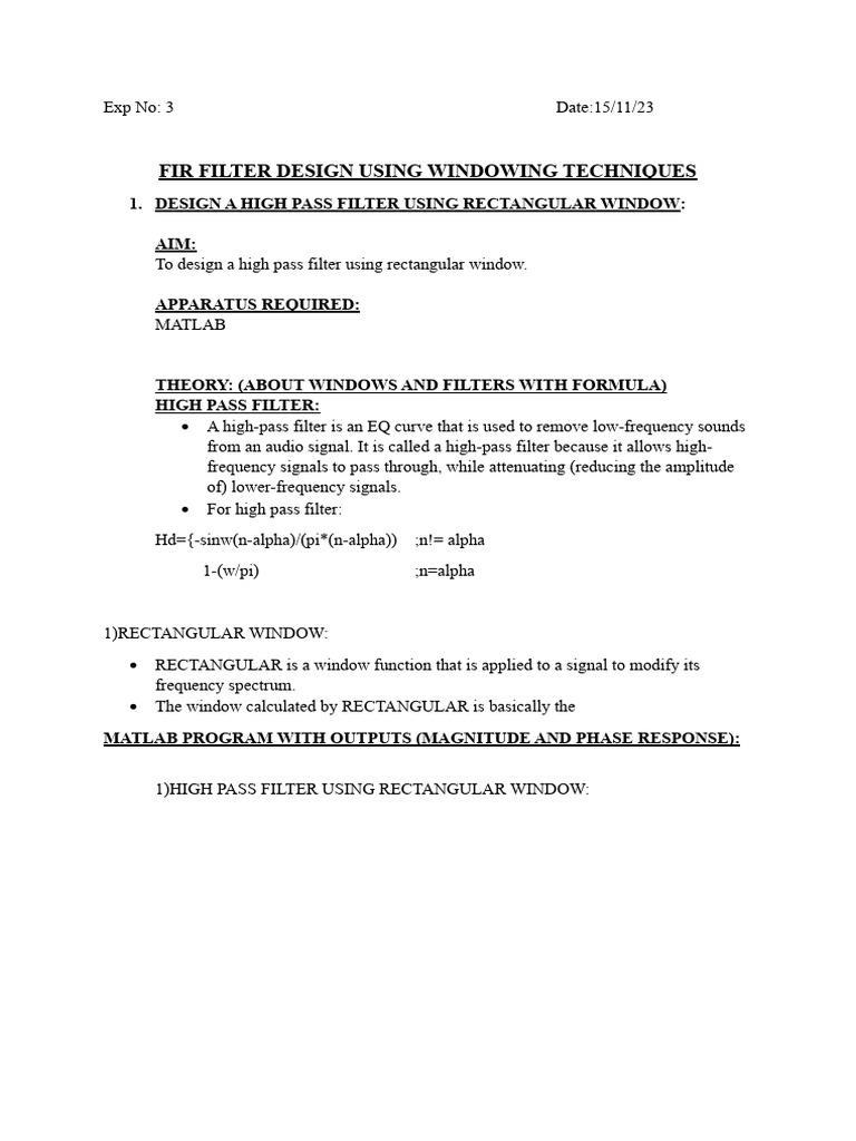 Windows | PDF | Equalization (Audio) | Filter (Signal Processing)