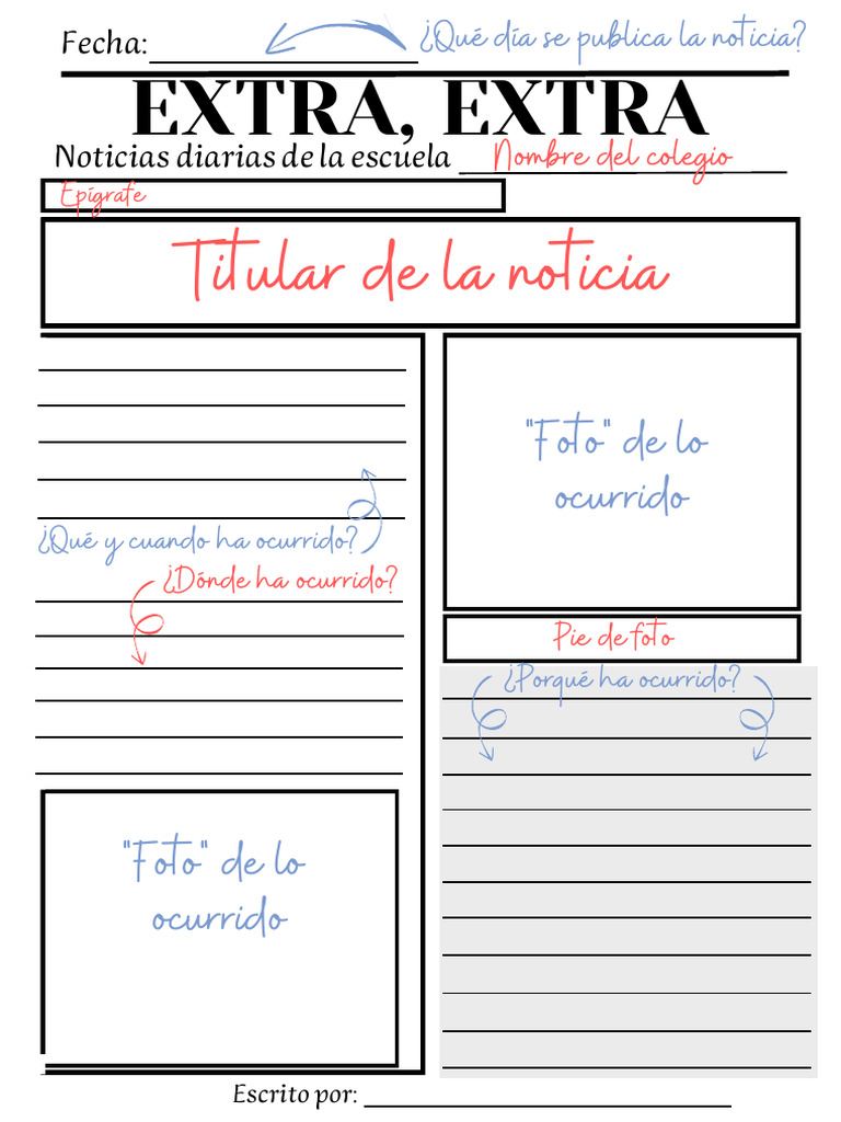 Plantilla de noticia escolar para niños | PDF