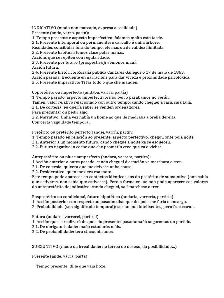 O Verbo en Galego | PDF