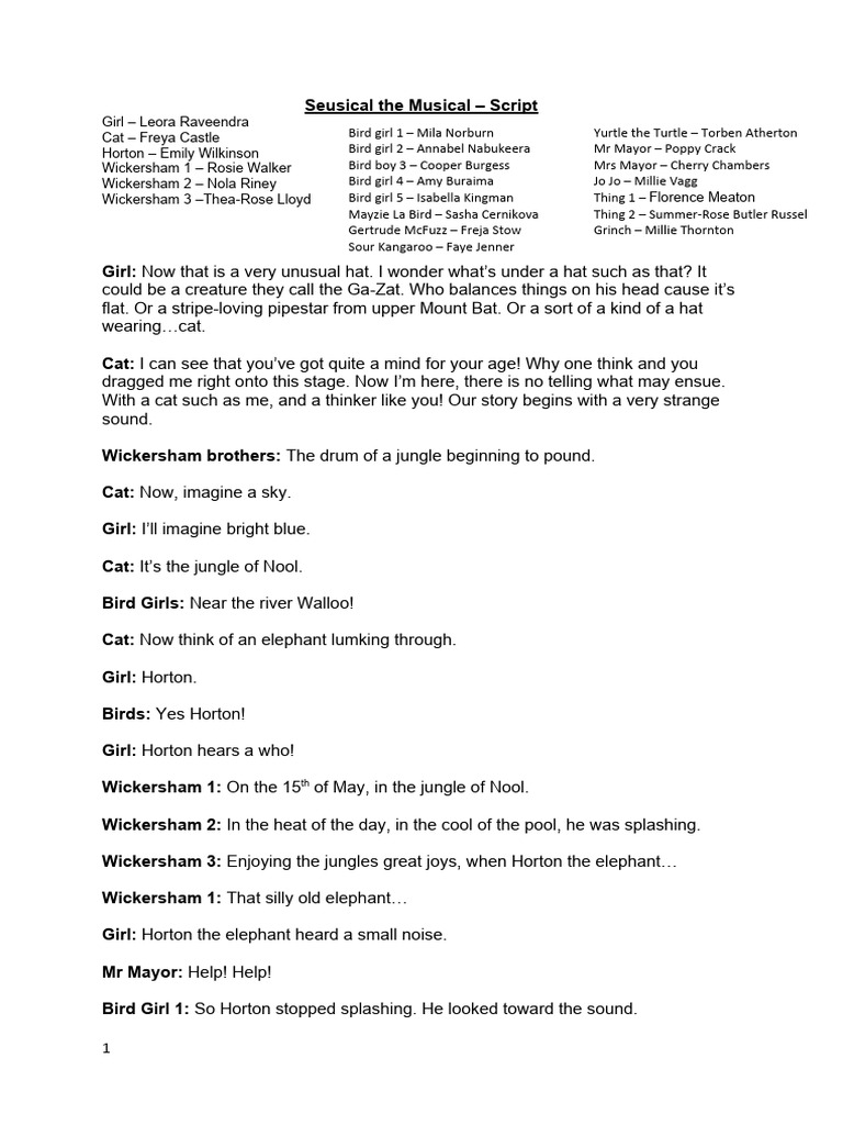 Seusical The Musical Script | PDF