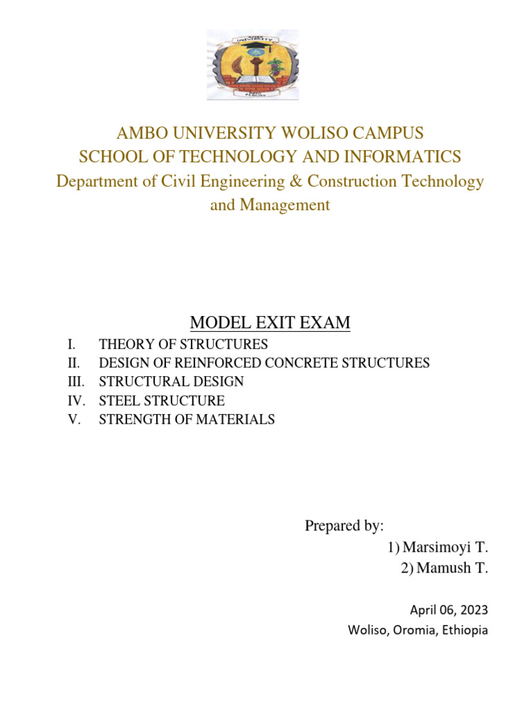 Exit Model - Exams 2023 | PDF | Strength Of Materials | Reinforced Concrete