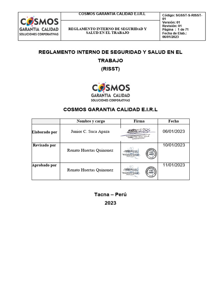 RISST COSMOS v3 | PDF | Derecho laboral | Business