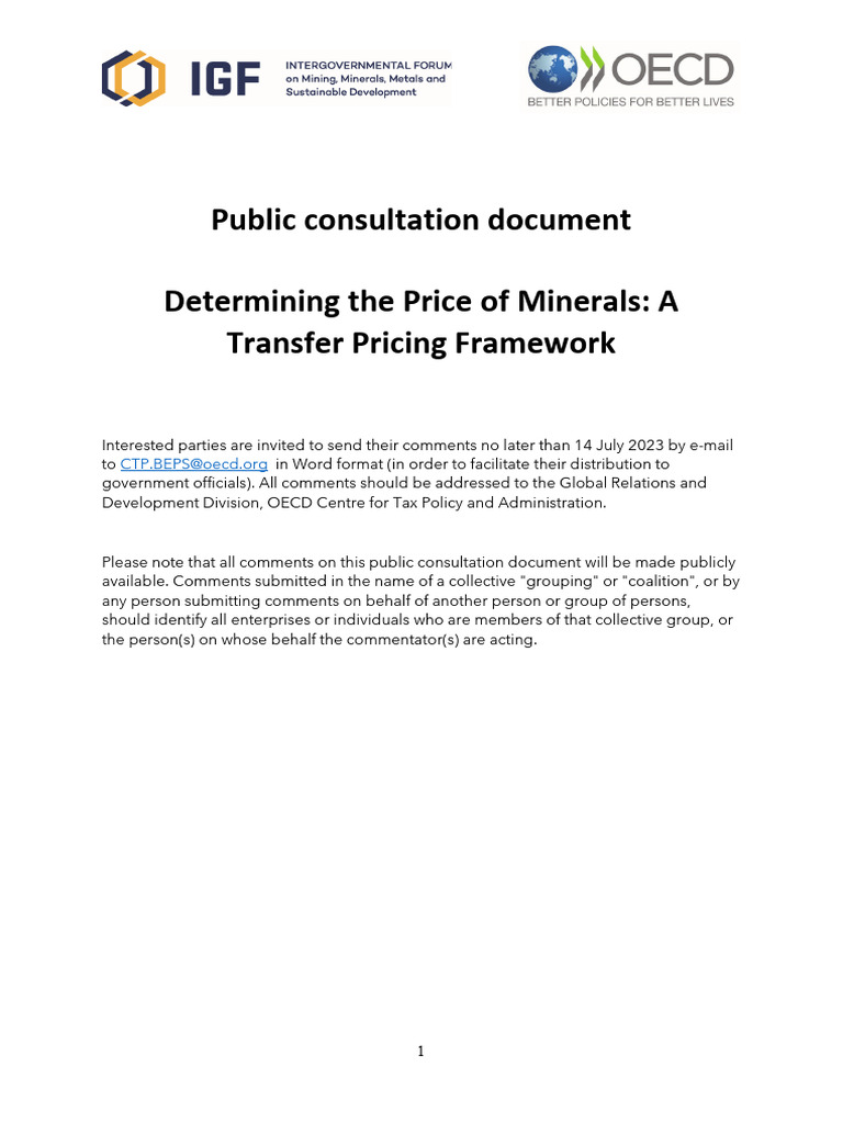 Mineral Pricing Transfer Framework | PDF | Mining | Prices