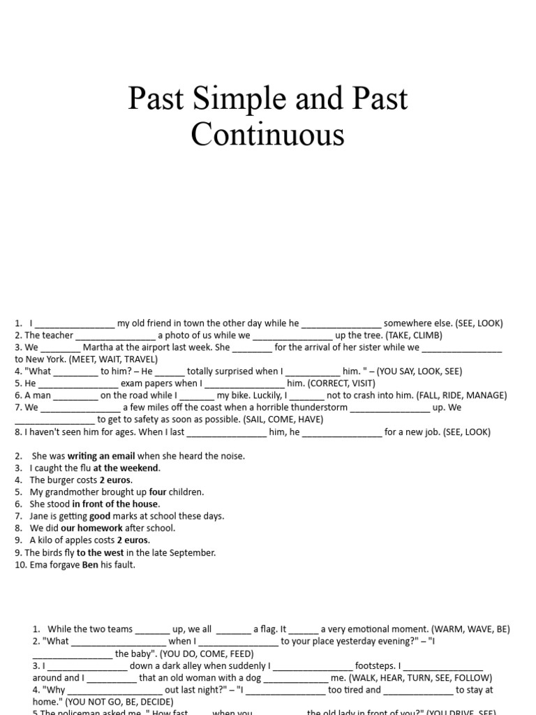 Past Continuous Activities Explained | PDF | Art
