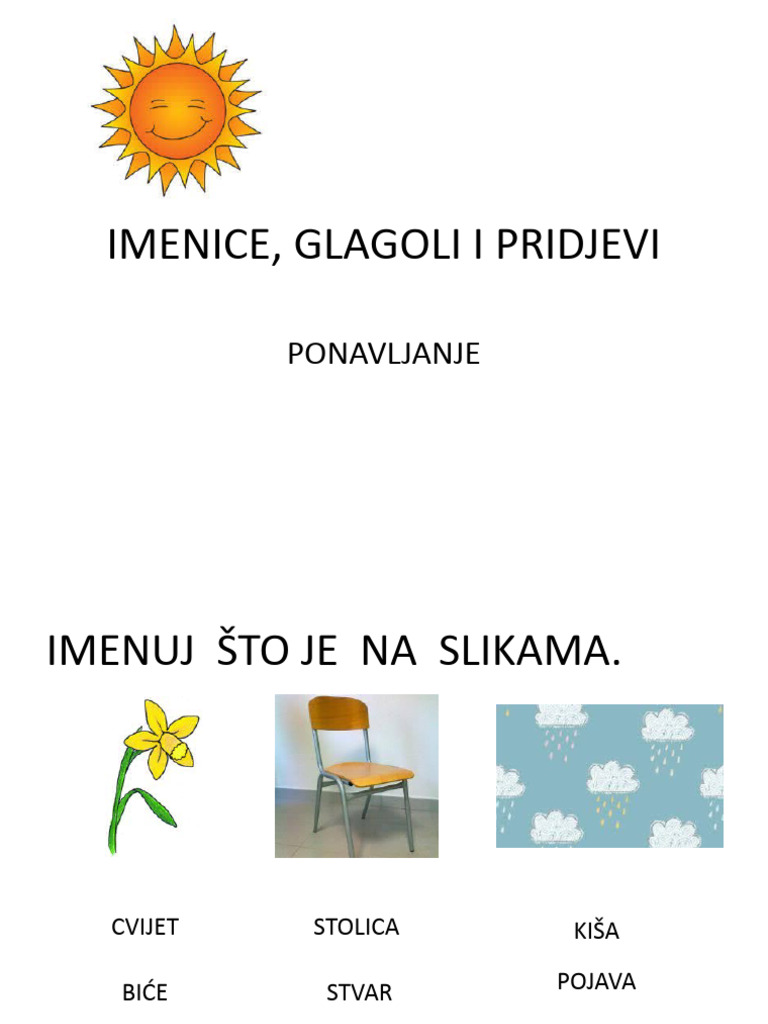 Imenice, Glagoli I Pridjevi, 4.B | PDF