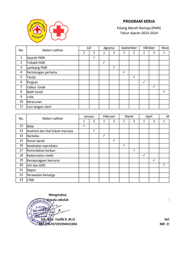 Proker PMR Tahun 2023-2024 FIX | PDF