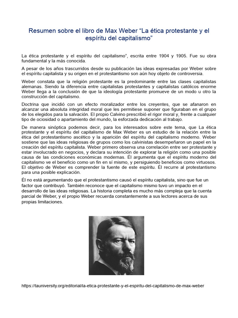 Resumen Sobre El Libro de Max Weber | PDF