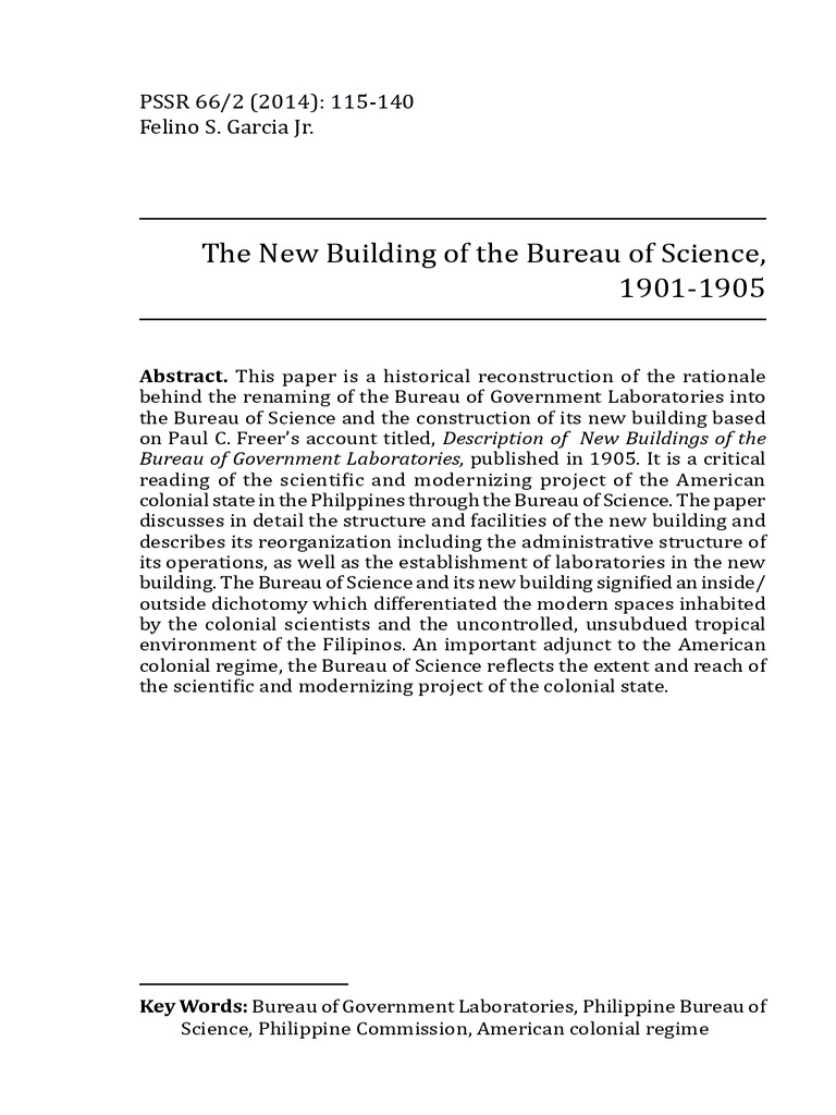 The New Building of The Bureau of Science, 1901-1905: PSSR 66/2 (2014 ...