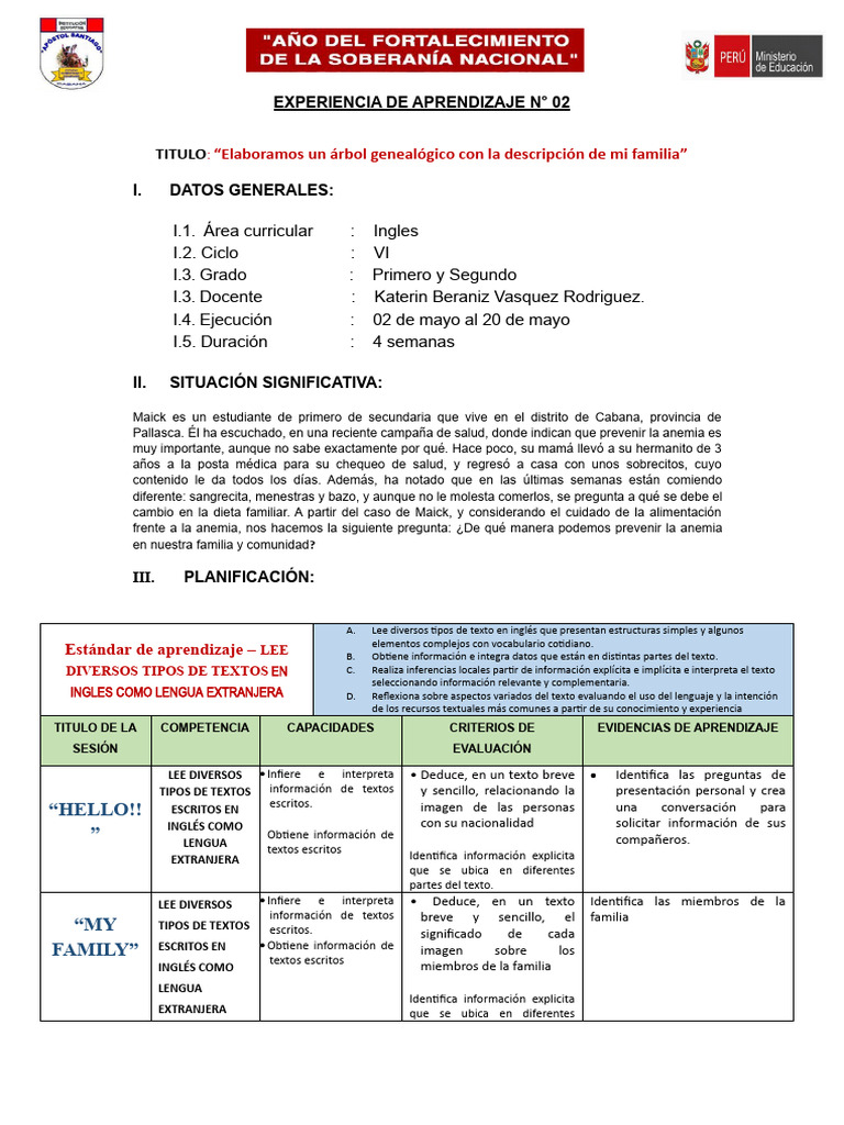 Experiencia de Aprendizaje N°02 | PDF | Aprendizaje | Comunicación humana