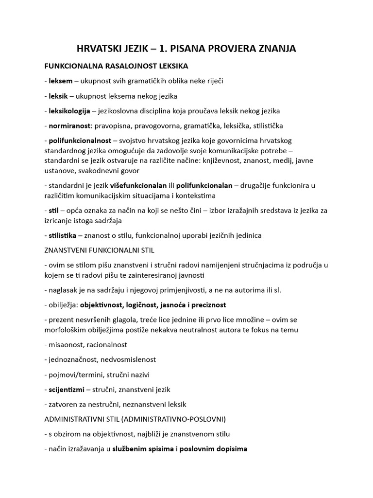 Hrvatski Jezik 1. | PDF