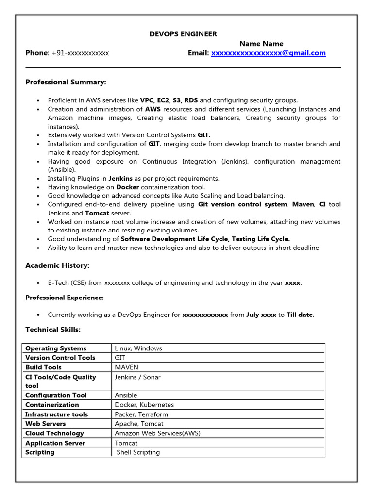 DevOps Resume 34 | PDF | Cloud Computing | Amazon Web Services