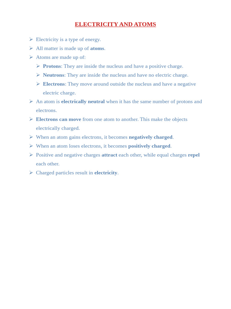 Electricity and Atoms | PDF