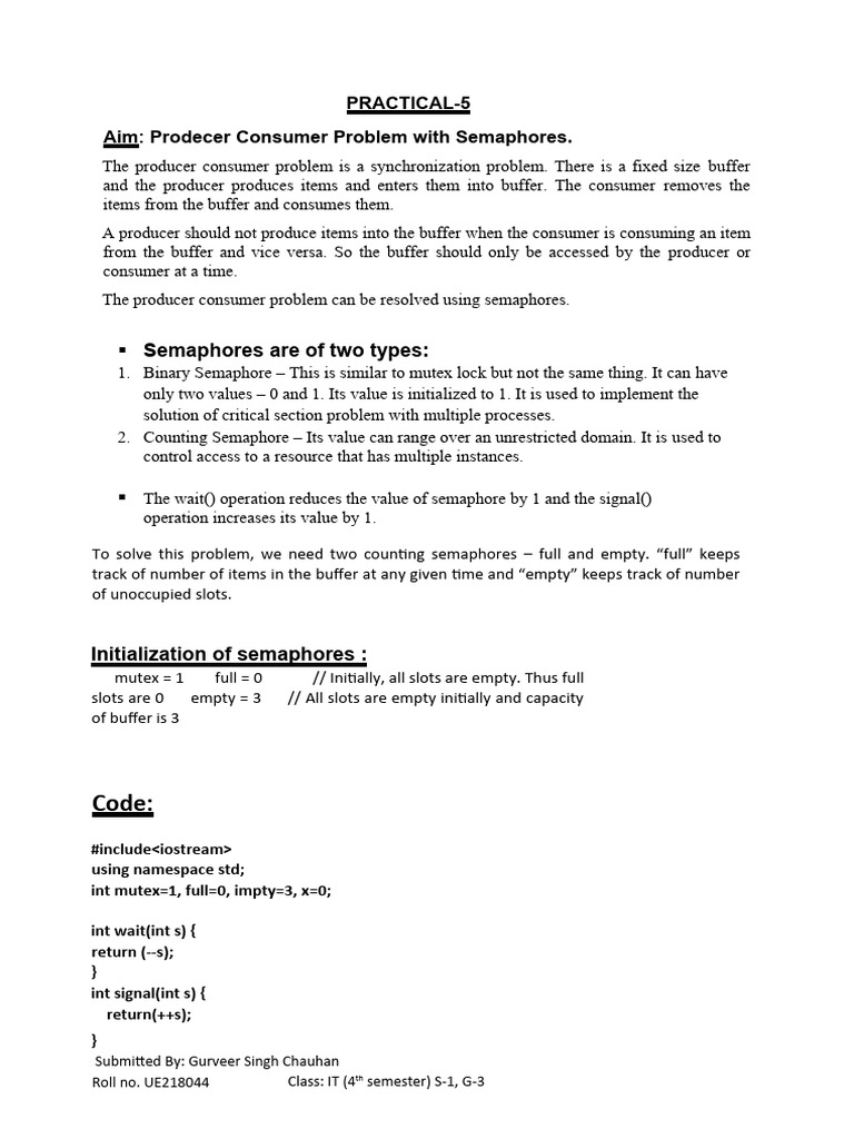 PRACTICAL 5 Prod Cons | PDF | Computer Science | Applied Mathematics