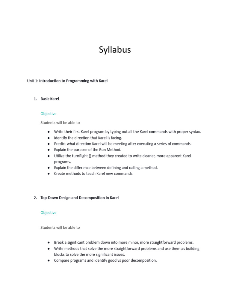 Syllabus | PDF | Control Flow | Teachers Syllabus | PDF | Control Flow | Teachers