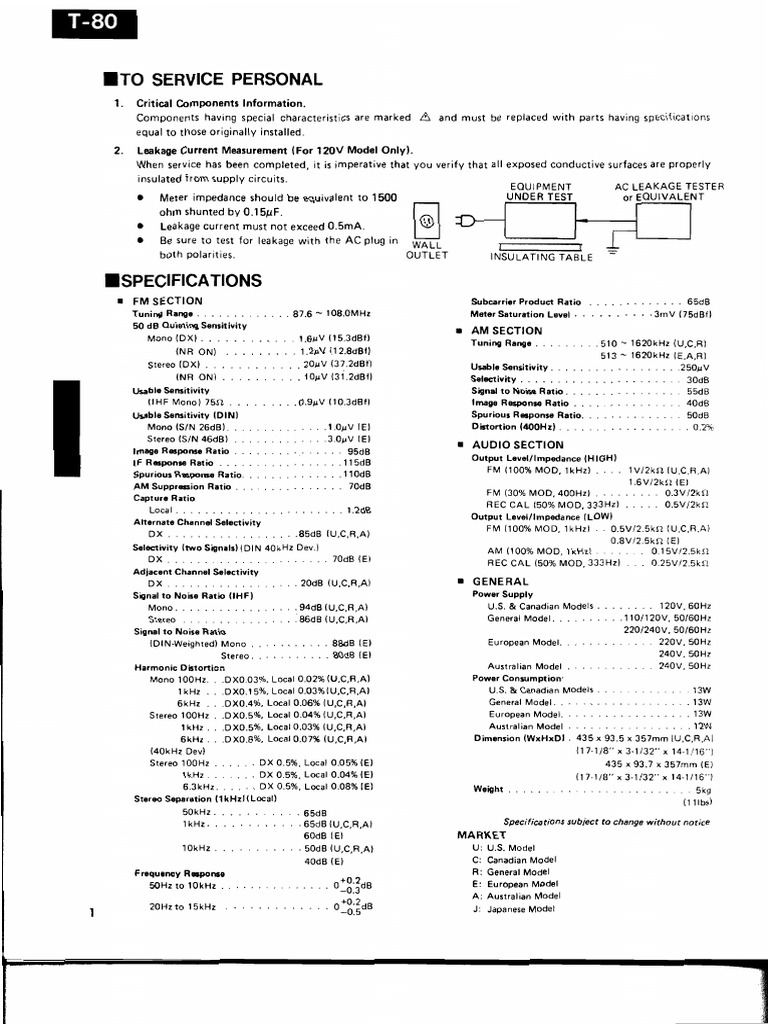 t80 Service Manual | PDF