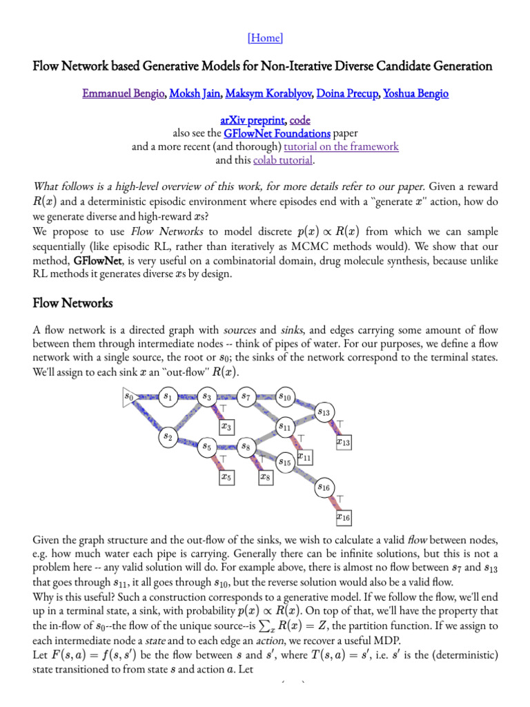 Flow Network Based Generative Models For Non-Iterative Diverse ... Flow Network Based Generative Models For Non-Iterative Diverse ...