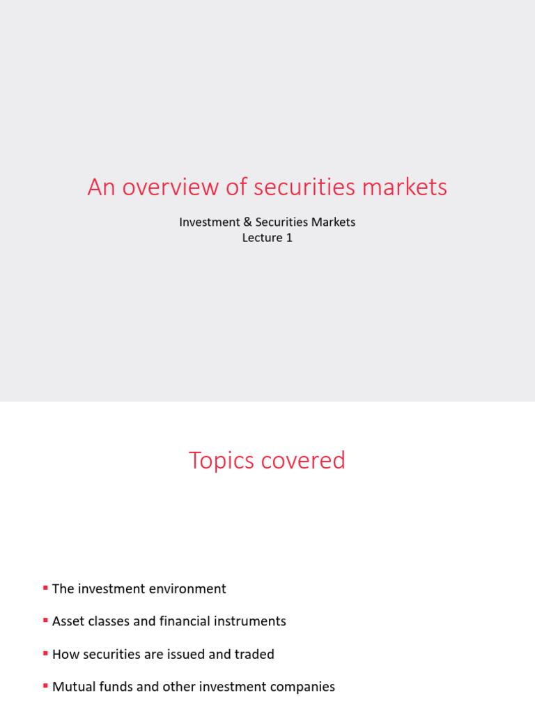 Ism Lecture 1 Pdf Investment Fund Stocks 