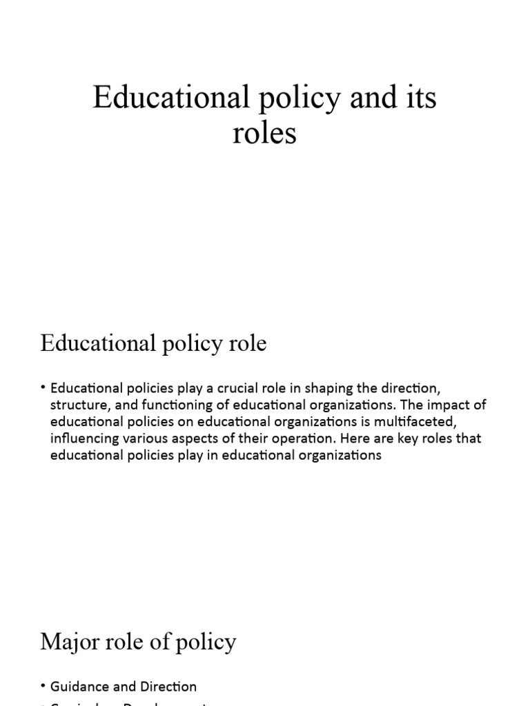 Role of Policy in Educational Organization | Download Free PDF ...