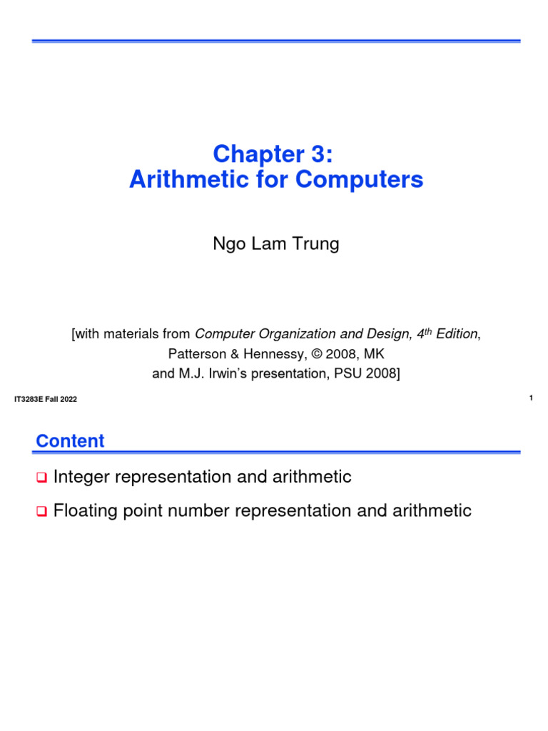 CA Chap3 Arithmetics | PDF | Integer (Computer Science) | Applied Mathematics