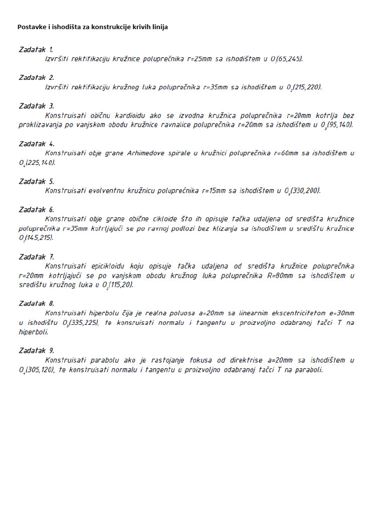 Vjezbe 3 - Postavke I Ishodišta Za Konstrukcije Krivih Linija | PDF