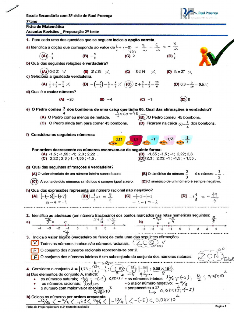 FPT2 Ficha de Preparação T2 - Proposta de Resolução | PDF