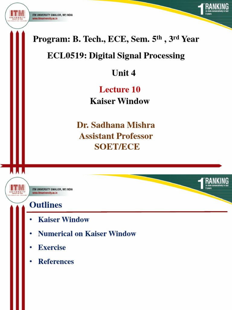 Lecture 10 Kaiser Window | PDF | Digital Signal Processing ... Lecture 10 Kaiser Window | PDF | Digital Signal Processing ...