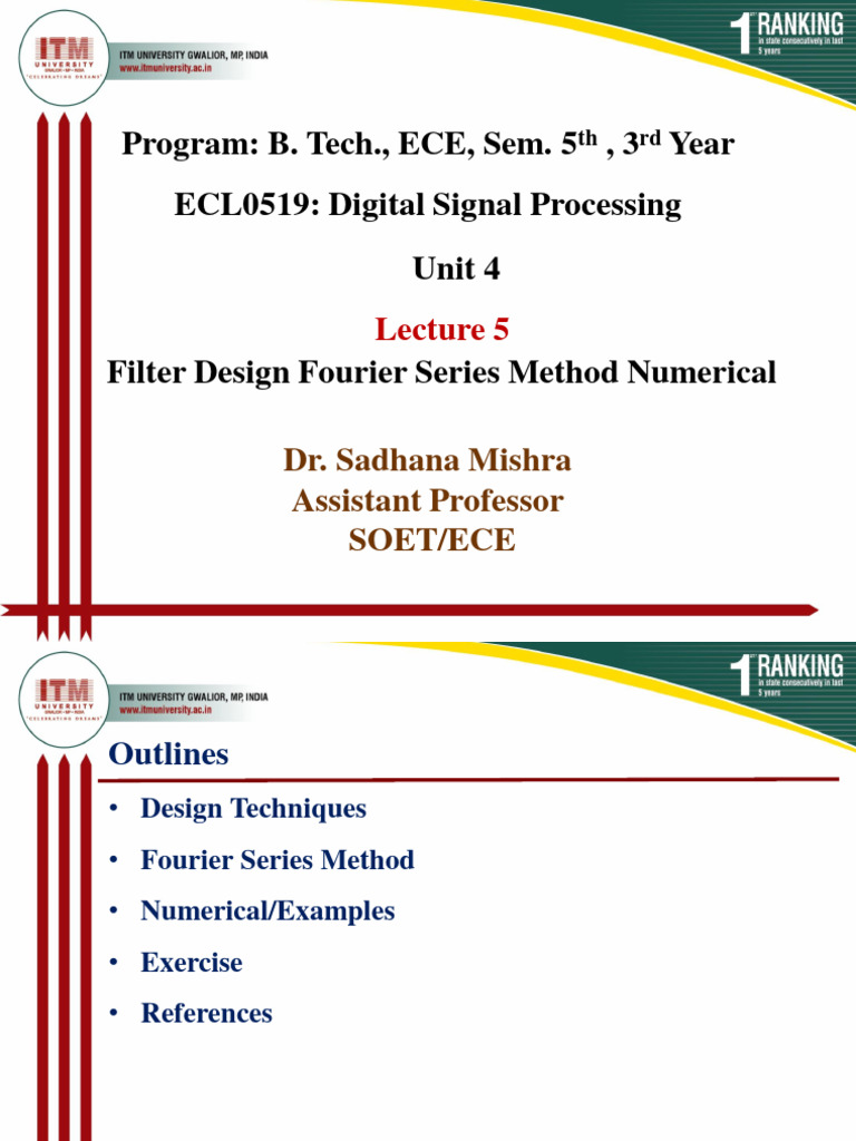 Lecture 5 FIR Digital Filter Design Numerical | PDF | Filter (Signal ...