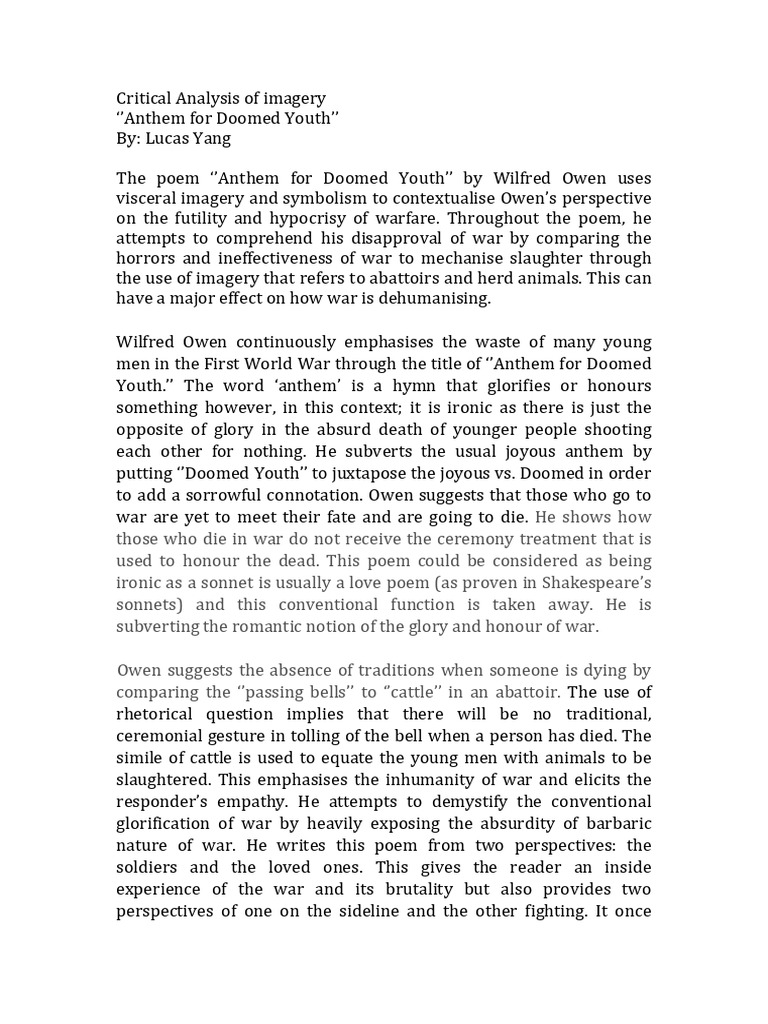 Analysis of "Anthem for Doomed Youth" | PDF | Poetry