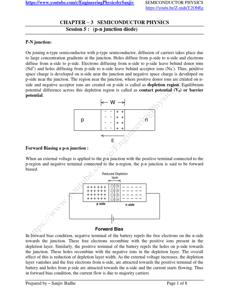 P-N Junction Diode Physics Guide | PDF | P–N Junction | Solid State Engineering