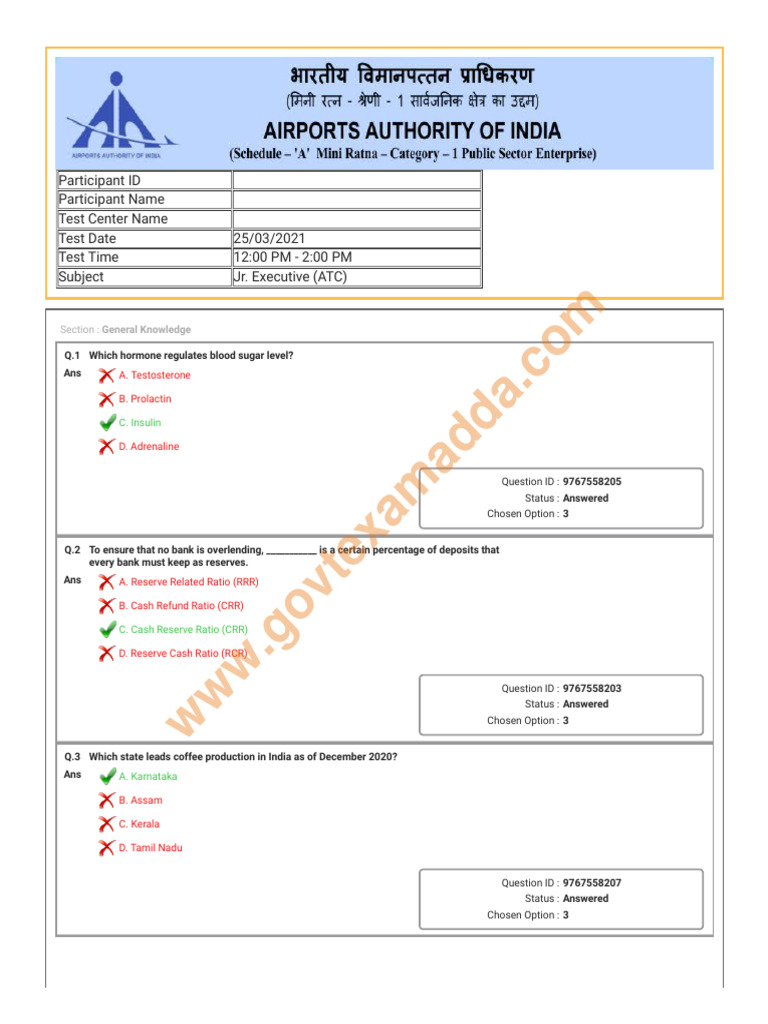 AAI ATC Exam Question Paper 2021 | PDF | Hydroponics