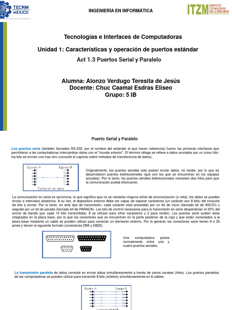 Características de Puertos Serial y Paralelo | PDF | Hardware de la ...