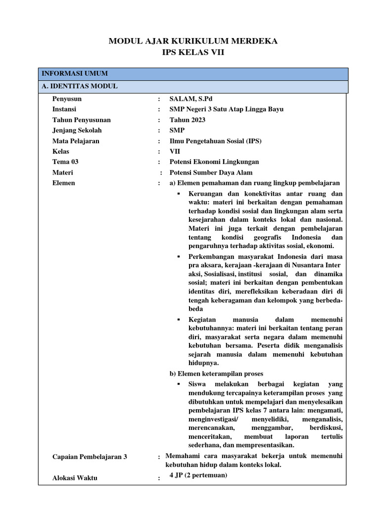 MODUL AJAR KURIKULUM MERDEKA Hasil Revisi (SALAM) | PDF | Karier ... MODUL AJAR KURIKULUM MERDEKA Hasil Revisi (SALAM) | PDF | Karier ...