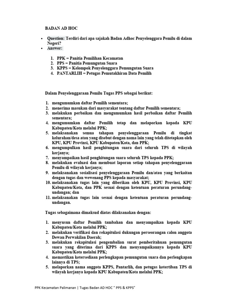 Tupoksi Pps Kpps | PDF