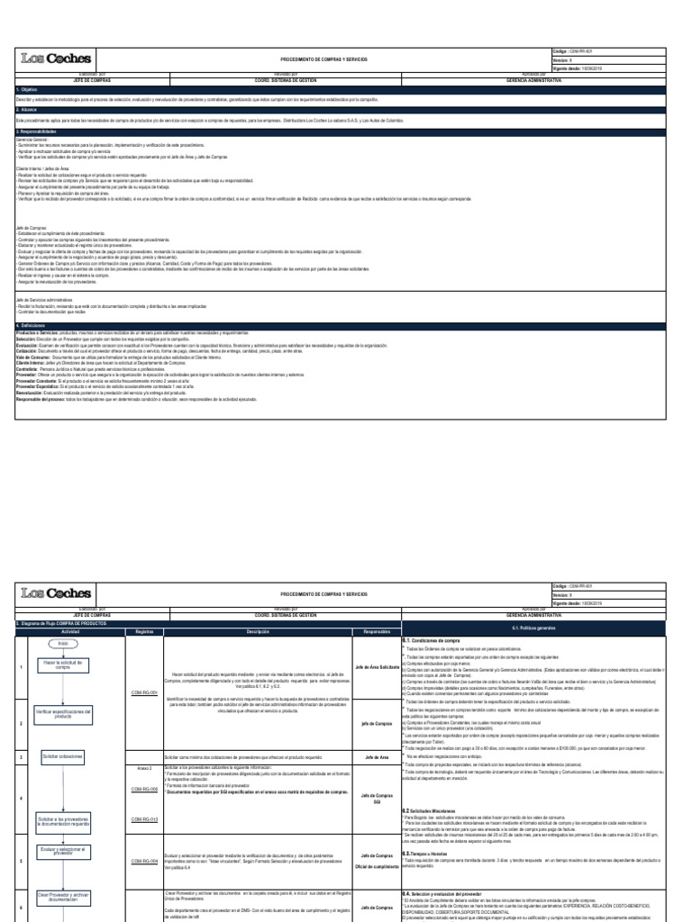 C0M-PR-001 Procedimiento de Compras y Servicios V.9 | PDF | Cliente | Business
