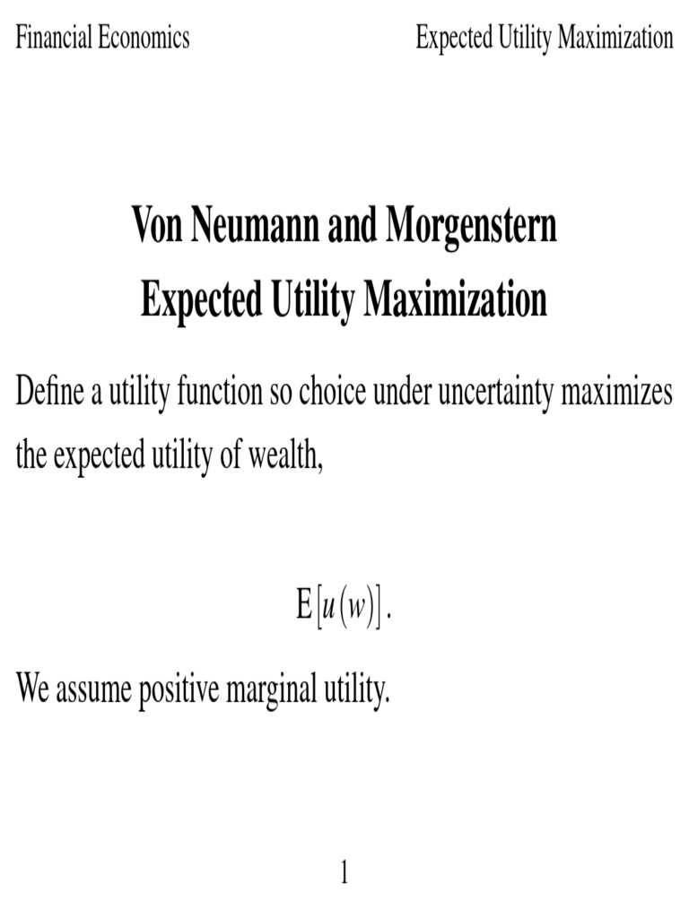 Expected Utility Maximization | PDF | Utility | Microeconomics