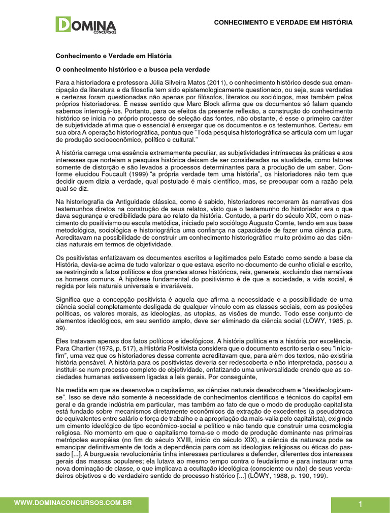 01 Conhecimento e Verdade em História | PDF | Science | Conhecimento