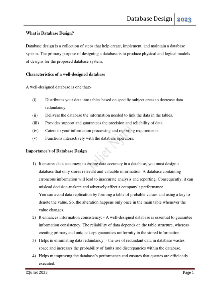 Database Design Lecture Notes Pdf Databases Relational Database