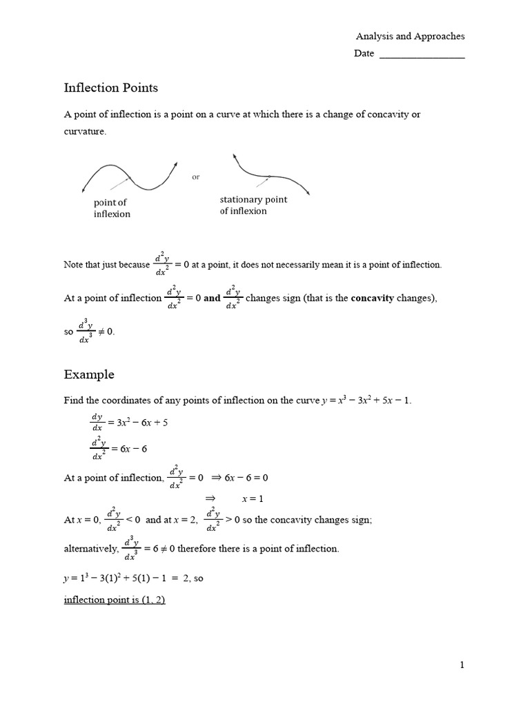 05 Identifying Stationary and Inflexion Points | PDF | Mathematical ...