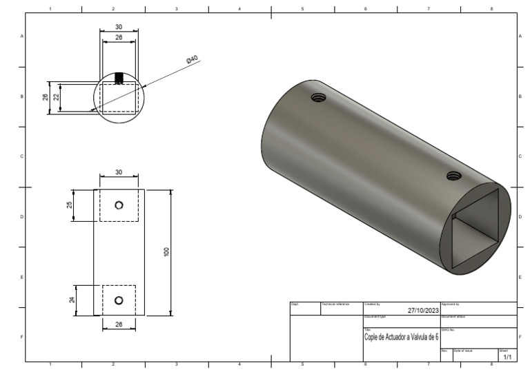 Cople de Actuador A Valvula de 6 Dibujo v1 | PDF