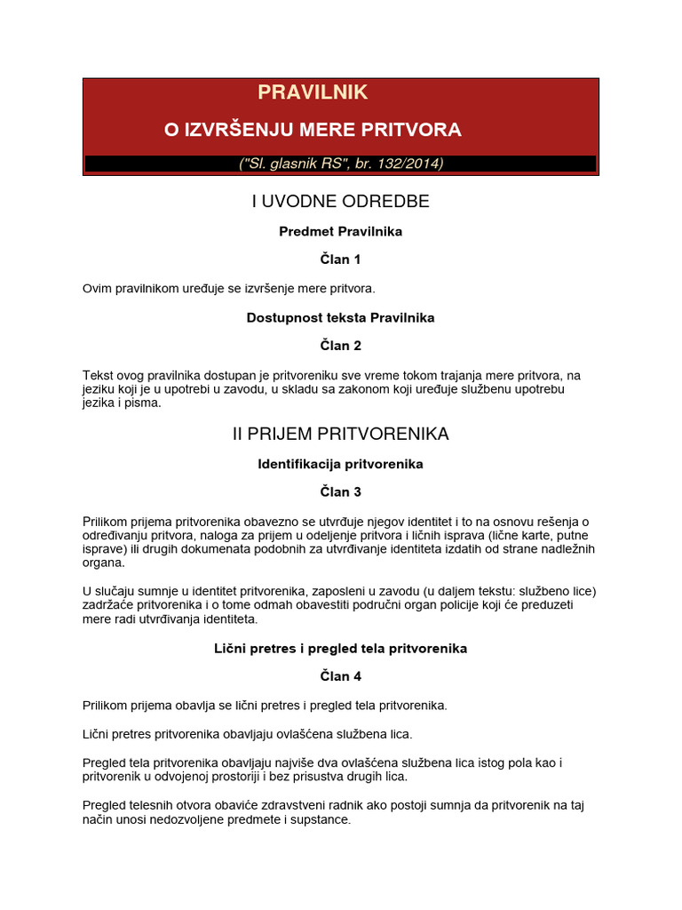 013 - PRAVILNIK Pritvor | PDF