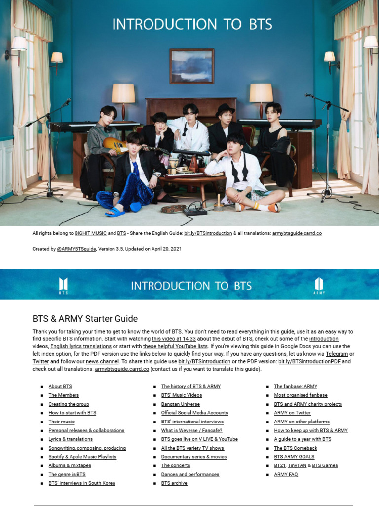 BTS & Army Starter Guide 2021 | PDF