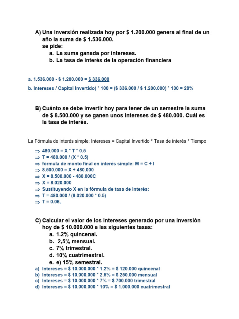 Ejercicios Interes Simple Descargar Gratis Pdf Interés Producto
