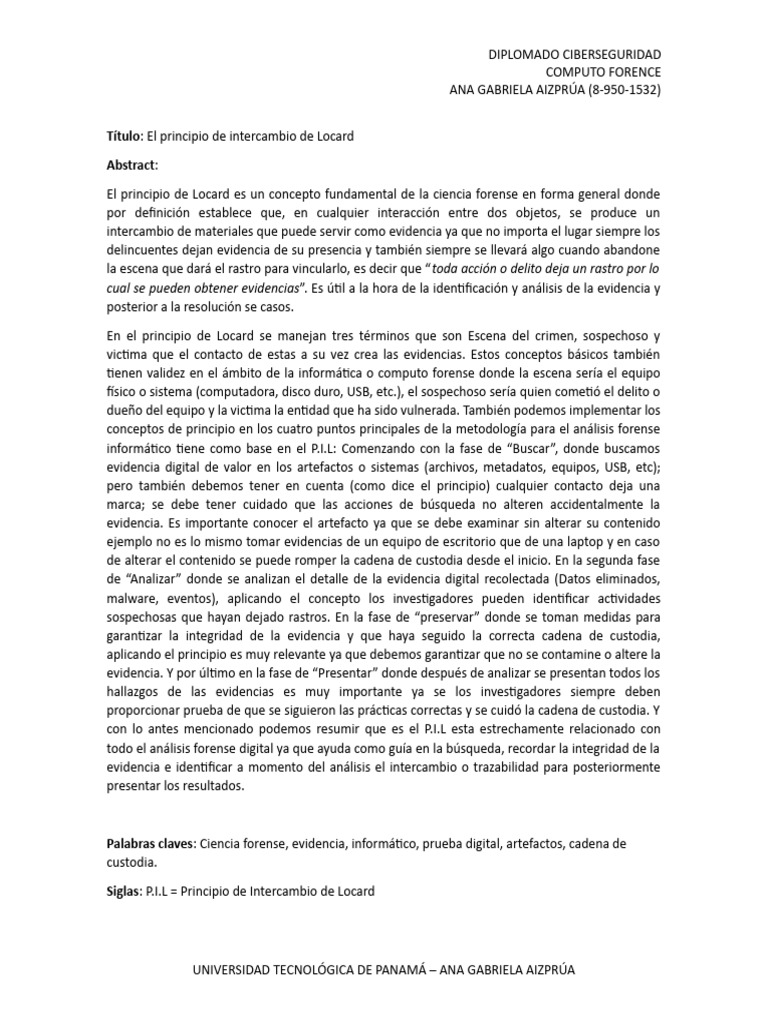 Principio de Intercambio de Locard - Ana G. Aizprua | PDF | Informática ...