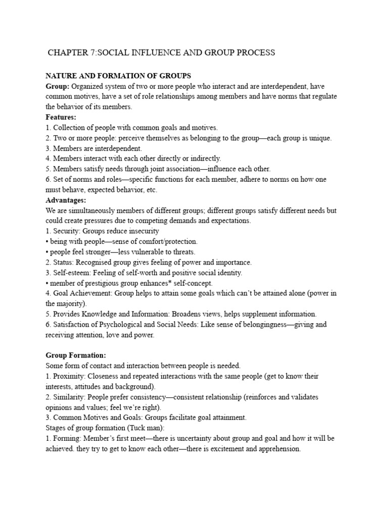 Social Influence and Group Process | PDF | Self Esteem | Psychology